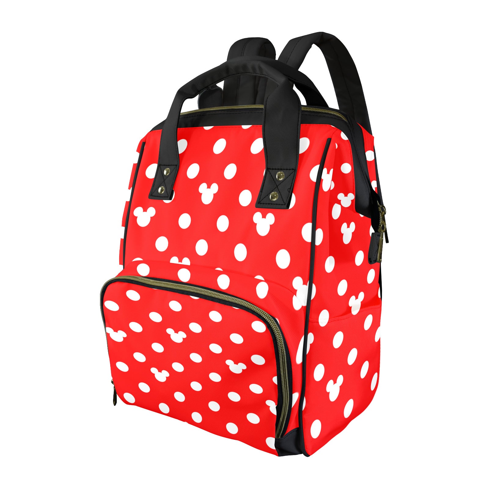 Red With White Mickey Polka Dots Multi-Function Diaper Bag – Ambrie