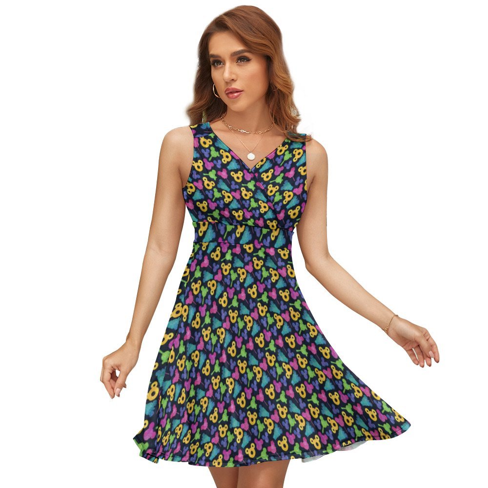 Glitter Park Snacks V-Neck Sleeveless Dress – Ambrie