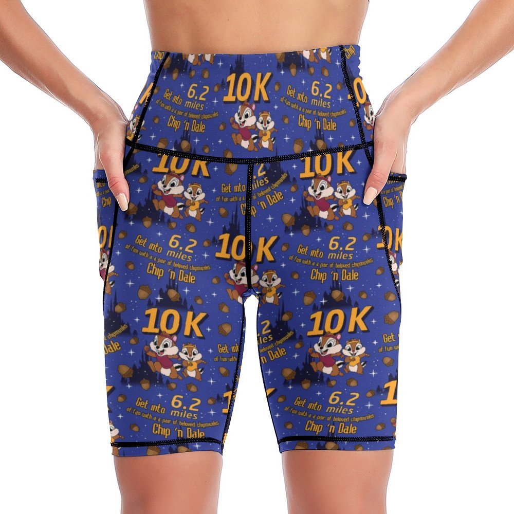 Chip And Dale 10K Women's Knee Length Athletic Yoga Shorts With Pocket ...