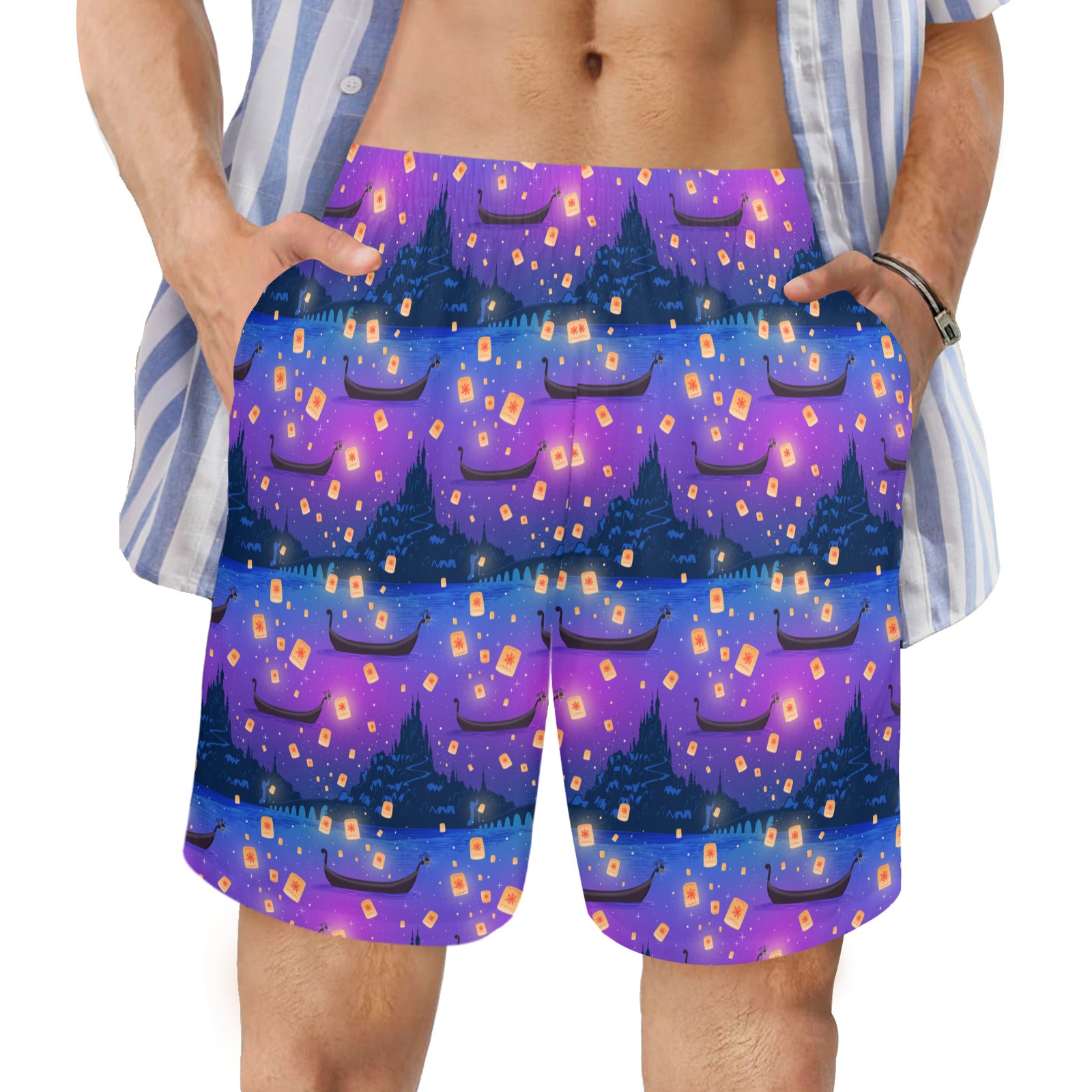Disney Tangled Rapunzel Floating Lanterns Men's Swim Trunks Swimsuit ...
