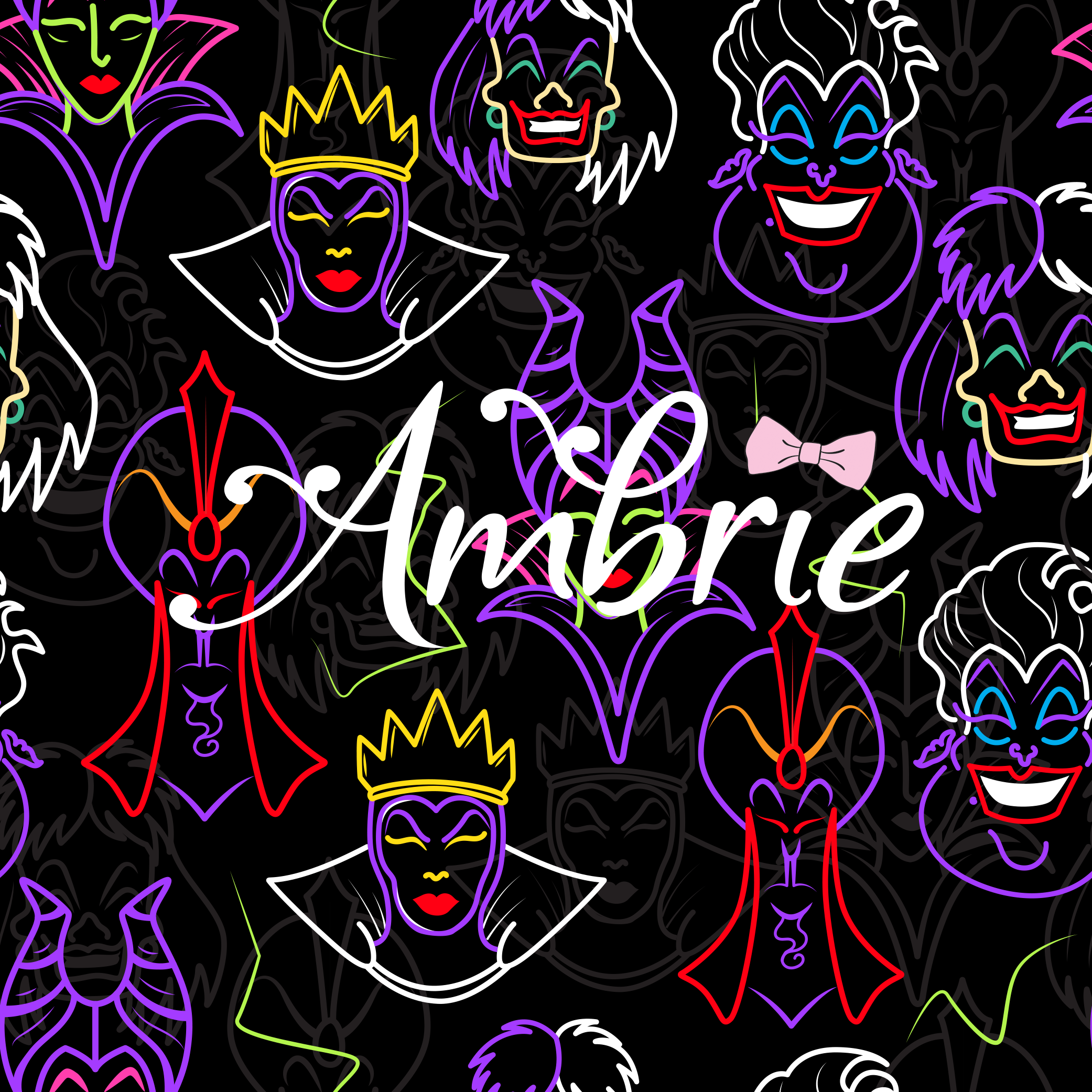 Neon Villains Seamless Pattern, Magical Cartoon Seamless pattern, Fabr ...